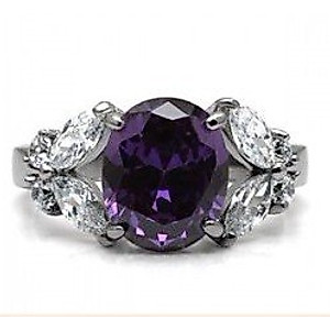 Marshal Imports 4 Ct Stainless Steel Butterfly Cocktail Ring with Amethyst Oval Cut Cubic Zirconia (9)