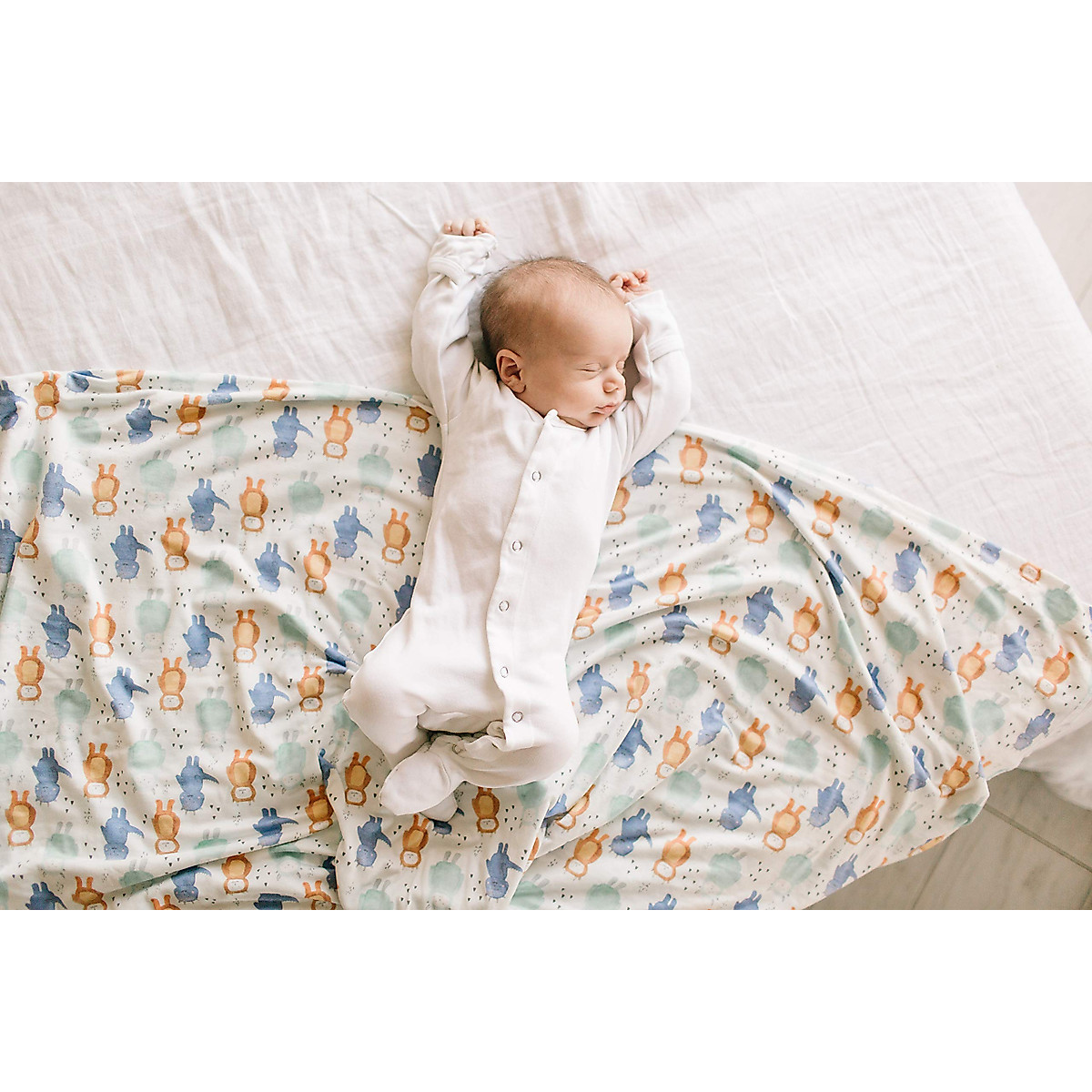 Large Premium Knit Baby Swaddle Receiving Blanket "Max" by Copper Pearl