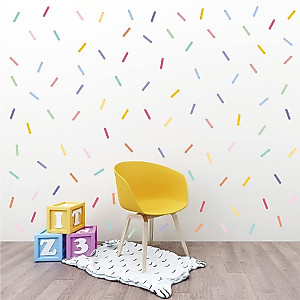 Confetti Strip Wall Decal Stickers for Kids Room Removable Confetti Sprinkle Wall Stickers for Nursery Boys Girls Bedroom DIY Decorations