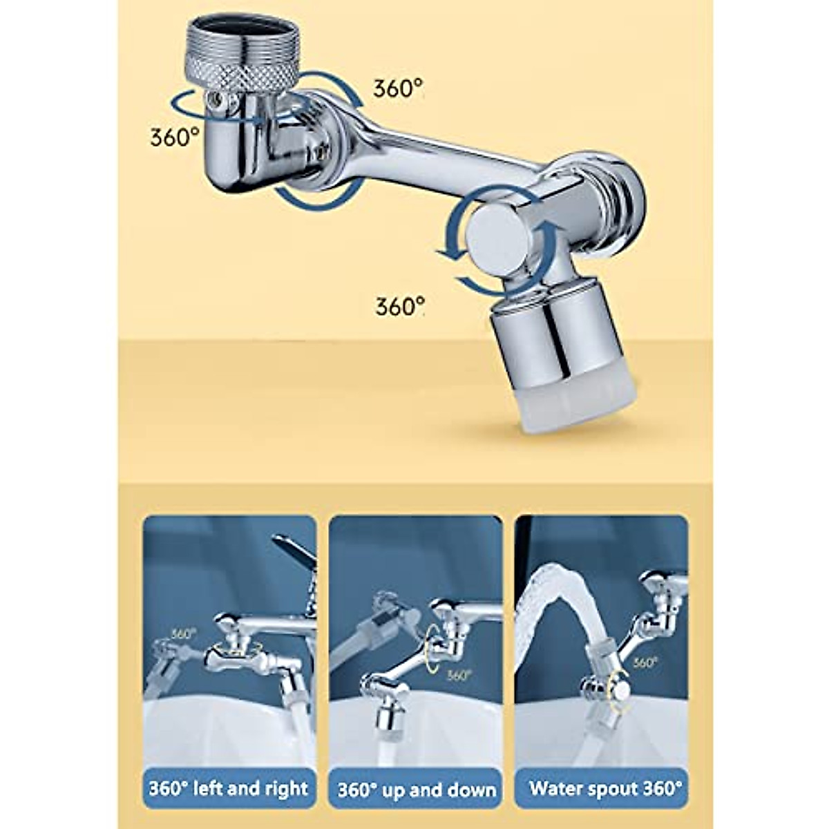 OGIFCHEN Faucet Aerator,Universal Splash Filter Faucet for Kitchen Sink 1080° Rotating with 2 Water Outlet Modes,All Copper Material 1