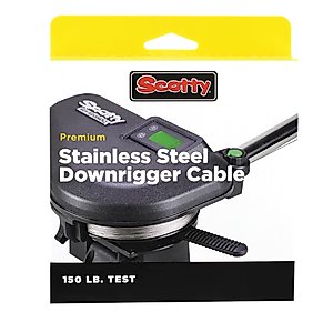 Scotty #1000K Premium Stainless Steel Replacement Downrigger Cable with Kit (200 Feet),BLACK,Small