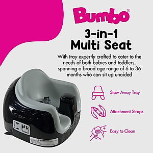 Bumbo 3-in-1 Baby Multi Seat Booster w/Tray Table, 6-36 Months, Black/Cool Grey