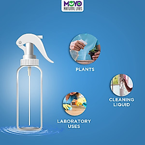 MoYo Natural Labs 8 oz Spray Bottles, Boston Round Trigger Sprayer Empty Travel Containers, BPA Free PET Plastic for Essential Oils and Liquids/Cosmetics (Pack of 12, Amber)