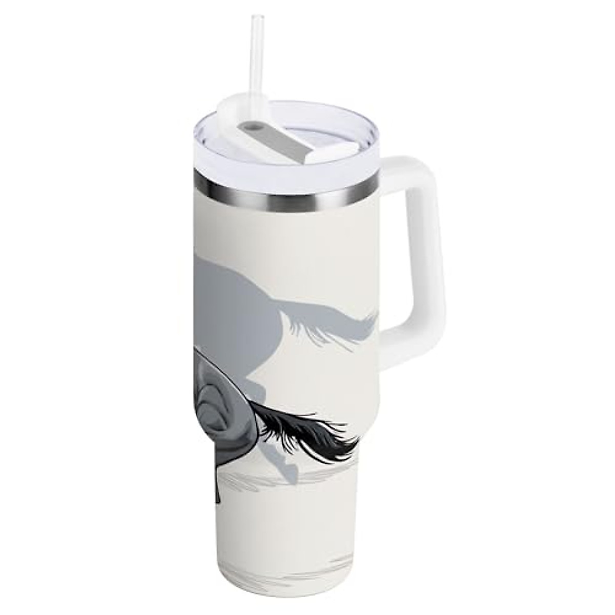 Horse Racing Stainless Steel Insulated Tumbler with Handle and Straw Lid for Water, Insulated Cup 30 OZ / 0.89 L