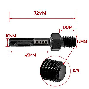 Core Drill Bit Adapter 5/8-11 Thread Male to SDS Plus Shank by DT-DIATOOL