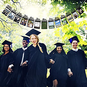 INNORU Graduation Photo Banner, Black 1st - 12th Grade Banner Congrats Graduate Sign - Grad Photo Props Decorations Supplies