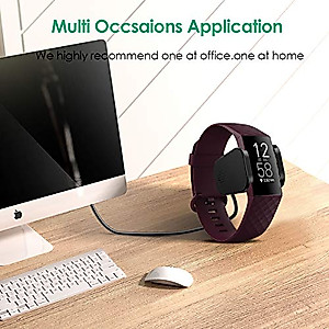 NANW Charger Cable Compatible with Fitbit Charge 4, 2-Pack 3.3Ft USB Charging Cable Cord Clip Dock Accessories Adapter for Charge 4 Smartwatch