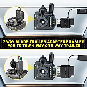 Oyviny 7 Way Blade to 12V Power Adapter with LED Circuit Tester, 7 Pin RV Blade to 4/5 Way Flat Adapter Trailer Cigarette Lighter Connector for Truck