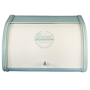 Bread Bin Roll Top Bread Box Metal Bread Case Bread Storage Bin Container Farmhouse Bread Dispenser Large Capacity Fingerprint Proof for Kitchen Counter Bread Storage Container