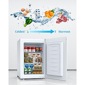 2.1CU.FT Compact Upright Freezer, Mini Freezers Reversible Single Door Table Top for Ice Cream/Breast Milk/Sea Food, Adjustable Removable Shelves, (White)…