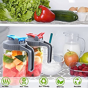 Mason Jar Lids With Pour Spout Wide Mouth Mason Jar Pitcher Lid With Handle/Flip Cap Airtight & Leak-Proof Pour Lids Turns Your Mason Jar Into Pitcher (Jar Not Included)