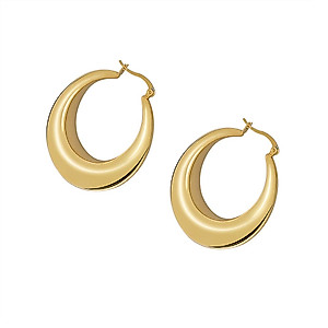 Edforce Stainless Steel Chunky Large Thick Rounded Tube Hoop Earrings (Gold, 40)