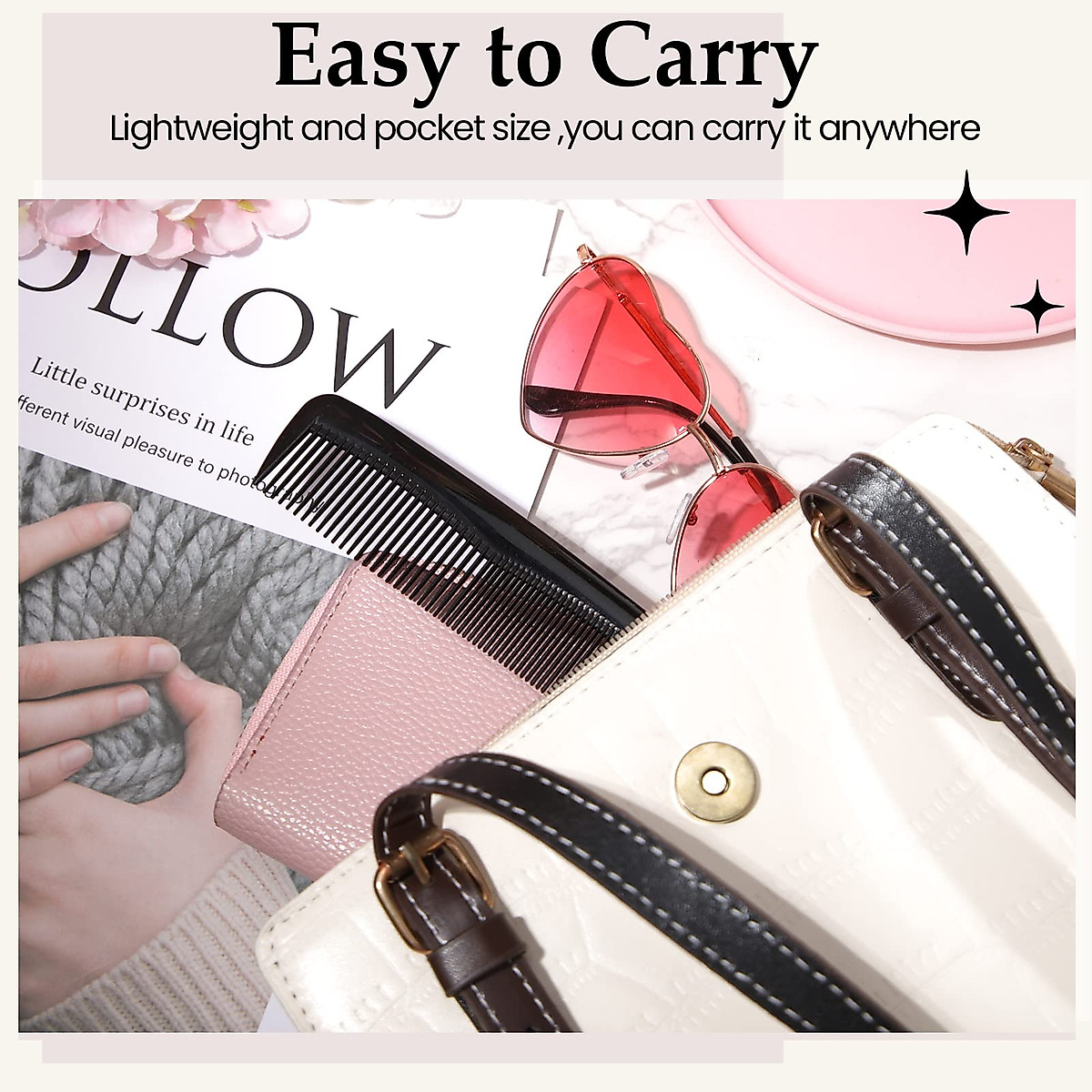 300 Pieces Hair Combs Bulk Styling Comb Set for Women Men Reusable Pocket Small Plastic Comb Fine Dressing Comb for Travel, Hotel, Homeless, Nursing Home, Charity, 5 Inch (Black)