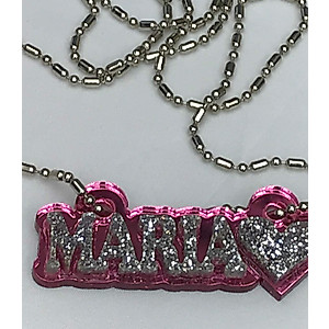 MIRROR MANIA Personalized Name Plate Custom Name Necklace Nameplate Name Laser Cut, Diamond Look, Made To Order Any Name - Dazzling and Stunning!