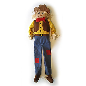RZ Express Studios 61" Cowboy Scarecrow Western Country Sitting Fall Harvest Decoration