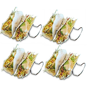 Taco Tuesday Taco Holders (4 PACK - 3 TACO HOLDER) Family Dinner ideas = Taco Time! Best Taco Holder Easy to Clean- Includes Taco Recipes -Holds Hard and Soft Taco Shell- Stand Up Taco Rack