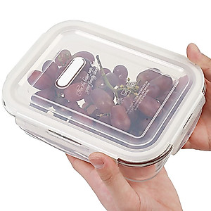 DAS TRUST 5 Pack 36oz Glass Food Storage Containers Meal Prep Containers Reusable Fridge Organizers Lunch Container for Adults Food Storage Containers with Lids Airtight Pizza Storage Salad Container