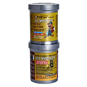 PC Products PC-Woody Wood Repair Epoxy Paste, Two-Part 12 oz in Two Cans, Tan