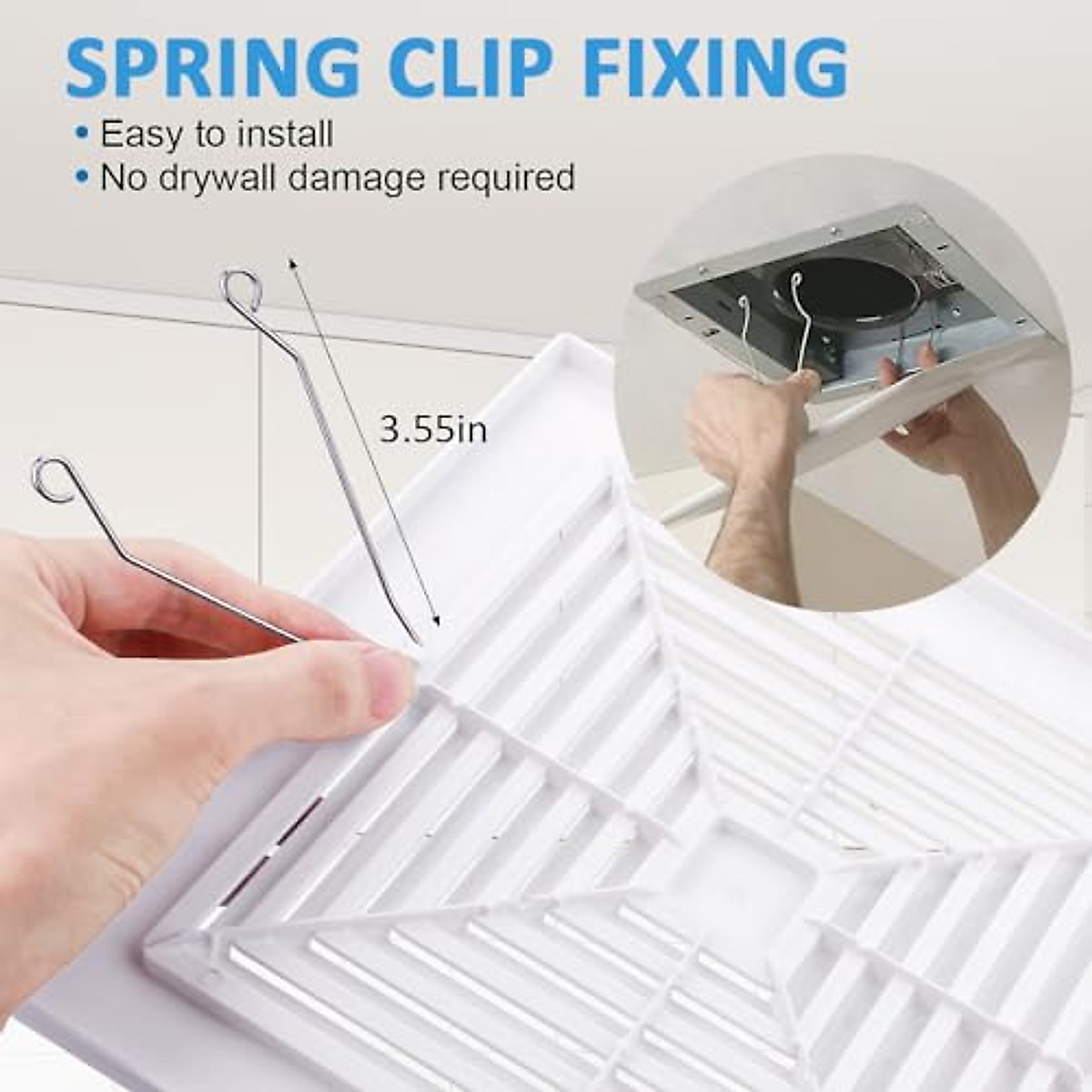 97011723 Bathroom Ceiling Fan Grille with Springs Replacement Parts for Square Ceiling or Wall-Mount Exhaust Fan Fits Models 663,670,671,675,688,689 Ventilation Fan - Plastic Cover White