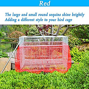 FYANER Bird Cages Cover Seed Catcher Birdcage Nylon Mesh Net Cover Skirt Guard Birdcage Covers(Not Include Birdcage)(Red-M)