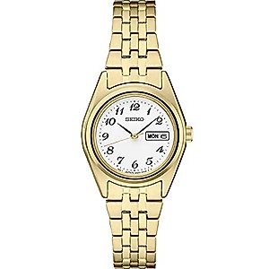 SEIKO Watch for Women - Essentials - Day/Date Calendar, and Two-Tone Stainless Steel Case, 100m Water-Resistant, White - SUR440