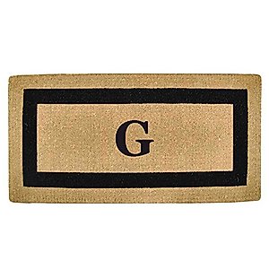 Nedia Home Natural Coco Coir 36" x 72" Monogrammed G Entrance Door Mats | Heavy Duty Rectangular Welcome Mats for Patio | Anti-Slip Dirt Trapper | Home Decor Doormat for Indoor or Outdoor Use