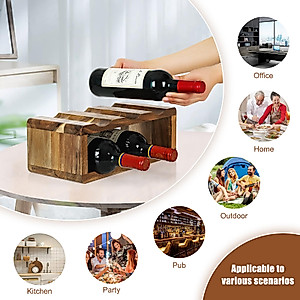 Jotboom Wine Rack Countertop 14-Bottle Wine Rack Wood Wine Bottle Holder Stand Free Standing 4-Tier Wine Storage Wine Shelf Organizer Perfect for Home Décor Bar Gifts