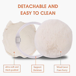 Yuoahcn Women Girls Ear Muffs Fashion Warm Plush Earmuffs Winter Foldable Ear Warmer Windproof Adjustable Earmuff (Milk White)