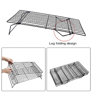 Cooling Rack, Lainrrew 3 Tier Stackable Baking Rack Stainless Steel Wire Cooking Rack for Cooking Roasting Cooling, Collapsible & Foldable, Dishwasher & Oven Safe