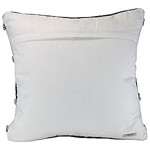 Foreside Home & Garden FIPL09254 Blue Decorative Striped Hand Woven 20x20 Outdoor Throw Pillow w/Pulled Yarn Accent