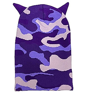 Balaclava Funny Knitted Full Face Cover Anime Ski Mask Winter Windproof Neck Warmer Thermal Cycling for Men Women One Size Purple