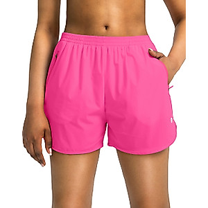 G Gradual Women's Running Shorts with Zipper Pockets Quick Dry Athletic Workout Gym 3" Short Shorts for Women with Comfy Liner (Rose, Large)