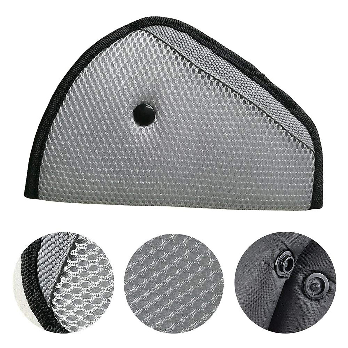 Seat Belt Adjuster, Car Safety Cover Strap Adjuster Pad Harness, Comfortable Protection for Adult Children Keep Belt Away From Neck and Face, Made of Air Mesh Fabric (Premium Luxuries Grey)