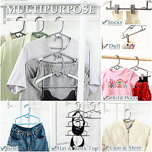 40 Kids Hangers with Clips Adjustable Hangers Grey Baby Hangers for Clothes Non Slip Childrens Hangers Toddler Hangers Kids Extendable Hanger with Hook Stackable Plastic Hangers with 20 Hanger Clips