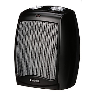 Lasko CD09250 Ceramic Adjustable Thermostat Tabletop or Under-Desk Heater, 9 Inches High, Black