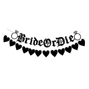 BRIDE OR DIE Banner,Black letters Bachelorette Party Decor Banner,Old English Gothic BRIDE OR DIE banner,Goth Bachelorette Party,Funny Wedding Engagement/Brial Shower Party Decorations