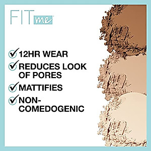 Maybelline Fit Me Matte + Poreless Pressed Face Powder Makeup, Buff Beige, 1 Count