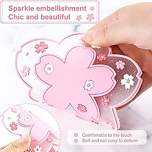 Sakura PVC Coaster Cherry Blossom Cup Coaster Anti-Skid Insulation Coaster for Beer, Coffee, Tableware Tea (4, 4.5 Inch)