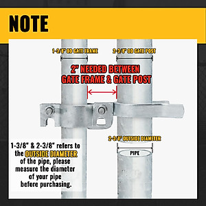 VIVIDA 1-3/8" x 2-3/8" Chain Link Gate Hinge Latch Kit, Include Female & Male Gate Hinges, 1-3/8" x 2-3/8" Fence Fork Latch, Chain Link Fence Hardware, Galvanized Steel