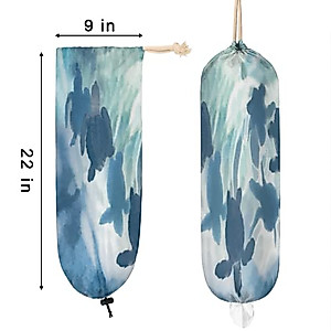 Sea Turtle Plastic Bag Holder, Underwater Turtle Grocery Bag Storage Holder Hanging Garbage Shopping Bag Trash Bags Organizer for Kitchen Home