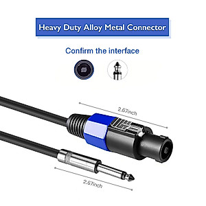 Yuyaokk 2Pack 25 ft Speakon to 1/4" Male Speaker Cables, Professional 12 Gauge AWG Wire Audio Amplifier Connection Cord, DJ/PA Wire with Twist Lock.