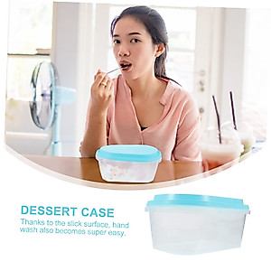 Mikinona 1Set Cake Boxes and Ice Cream Containers Reusable Plastic Ice Cream Tubs for Freezer Storage Ideal for Homemade Ice Cream and Desserts