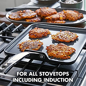 GreenPan Valencia Pro Hard Anodized Healthy Ceramic Nonstick 11" Griddle Pan, PFAS-Free, Induction, Dishwasher Safe, Oven Safe, Gray