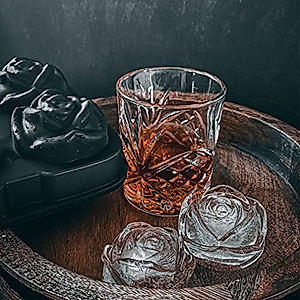 Ice Cube Tray, ROTTAY Rose Ice Cube Maker, Makes Four 2.5inch Rose Shaped Ice Cubes, Easy Release Ice Ball Maker, Novelty Drink Tray For Chilled Drinks, Whiskey & Cocktails, Homemade