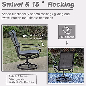 Sophia & William Patio Dining Chairs Set of 2 Patio Swivel Chairs Textilene Support 300lbs Outdoor Chairs for Lawn Garden Backyard Pool Sling Weather Resistant-Brown Frame