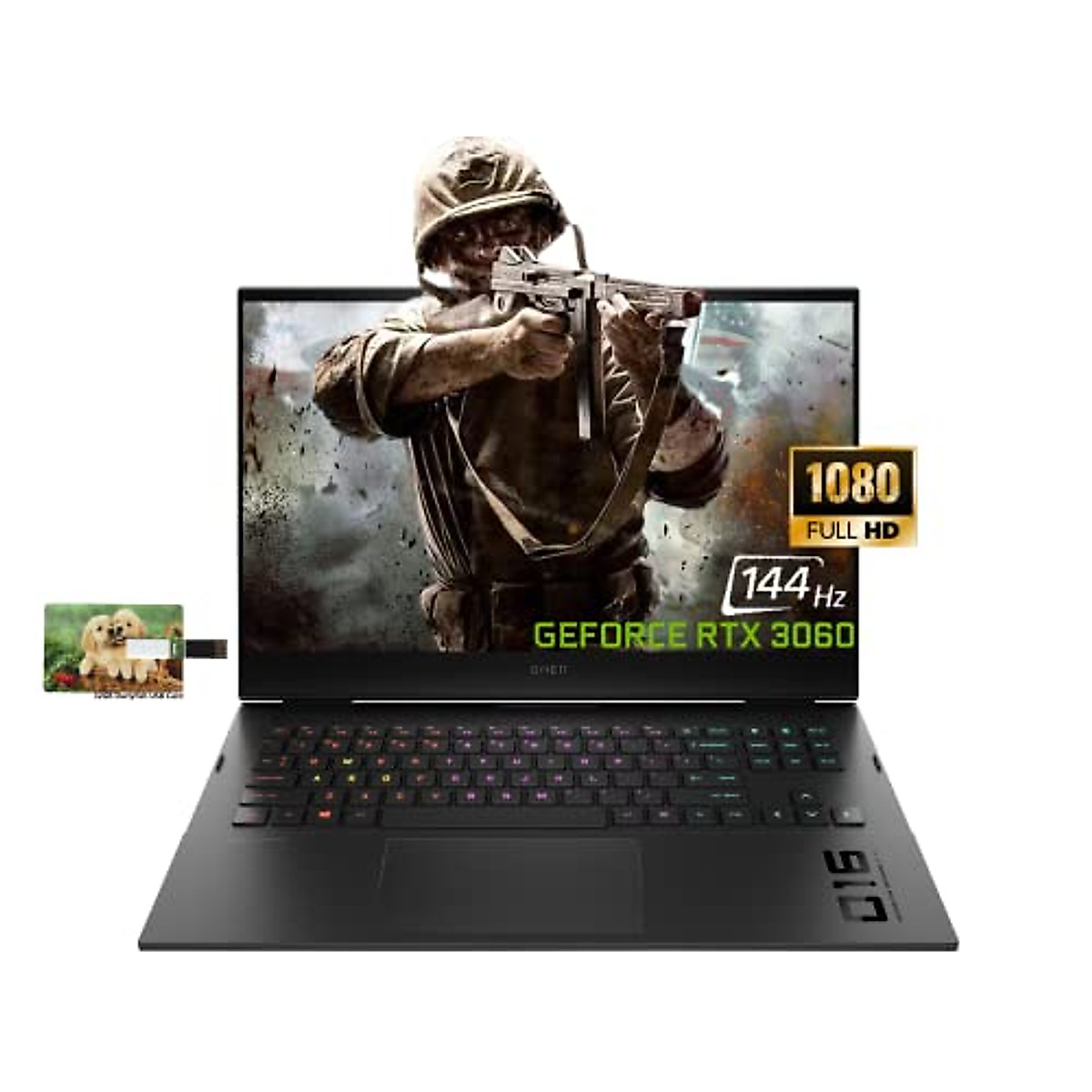 HP OMEN Gaming Laptop, 16.1" FHD 144Hz IPS, Intel Core i7-11800H, Windows 11 Home, 32GB RAM, 1TB SSD, GeForce RTX 3060, Long Battery Life, 32GB Durlyfish USB Card