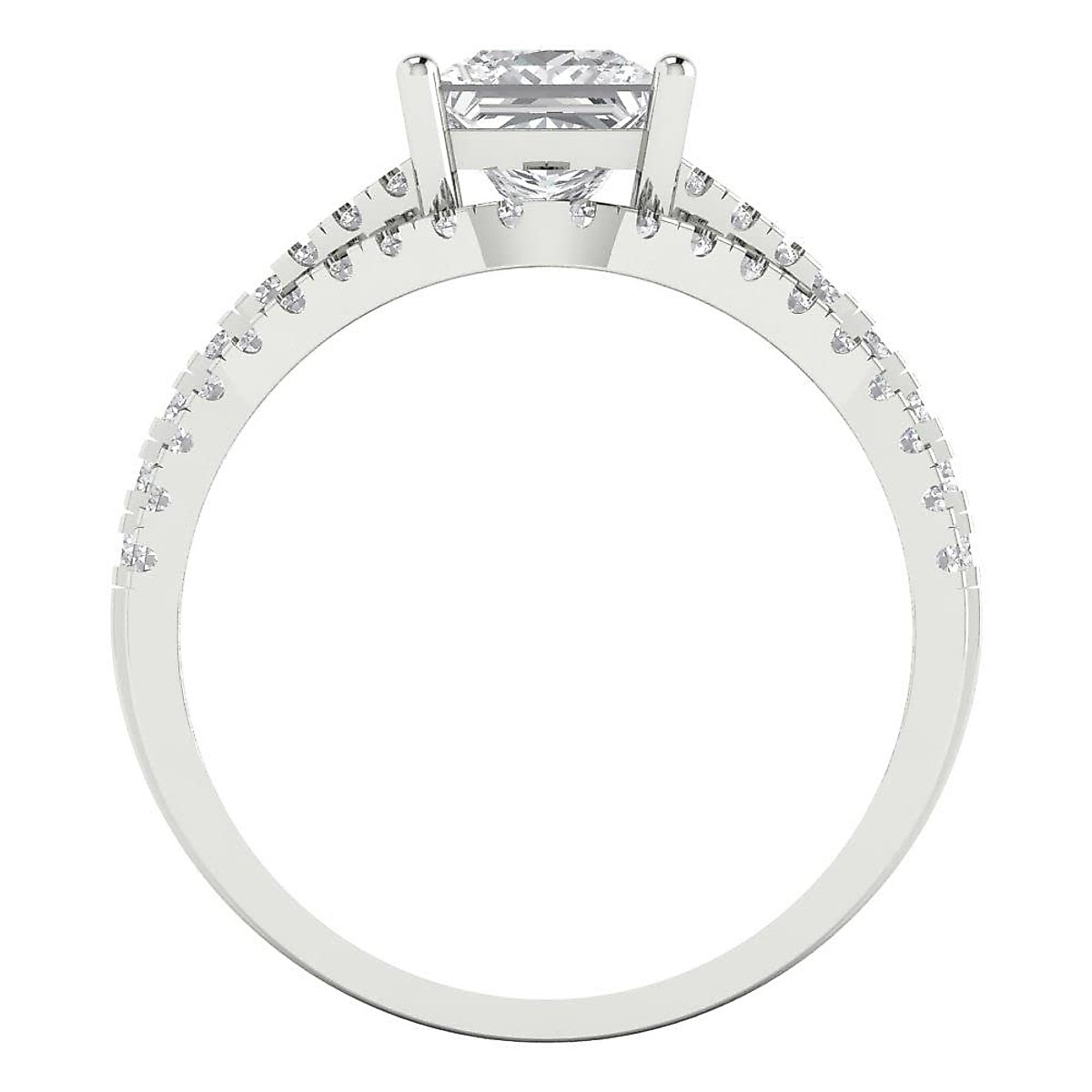 Clara Pucci 2.01ct Princess Cut Solitaire Created White Sapphire Engagement Promise Anniversary Bridal Ring Band set 14k White Gold 10.5