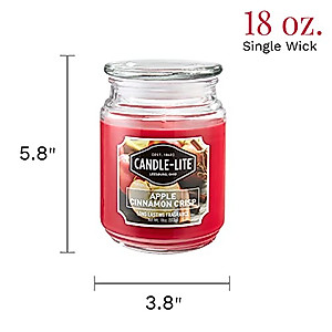 Candle-lite Scented, Apple Cinnamon Crisp Fragrance, One 18 oz. Single-Wick Aromatherapy Candle with 110 Hours of Burn Time, Red Color
