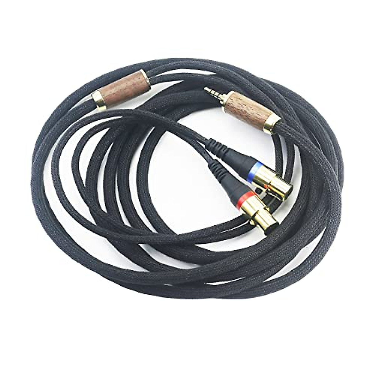 NewFantasia 2.5mm Balanced Cable 6N OCC Copper Silver Plated Cord 2.5mm Trrs Balanced Male Compatible with Audeze LCD-2, LCD-4, LCD-3, LCD-X, LCD-XC Headphones Walnut Wood Shell 2.1m