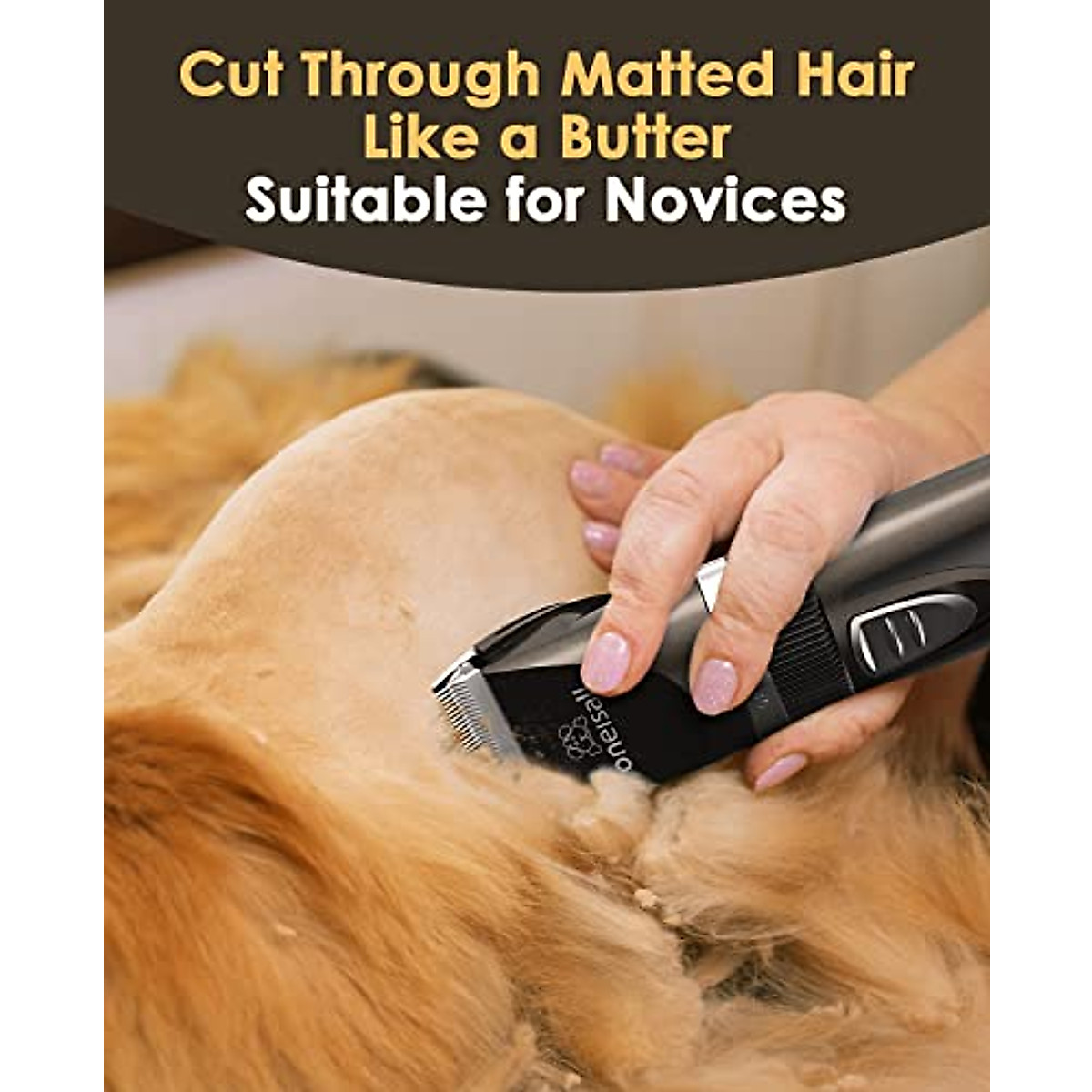 oneisall Cat Grooming Clippers for Matted Hair, 2-Speed Cat Grooming Kit Cordless Low Noise Pet Hair Clipper Trimmer for Dogs Cats Animals (Gray)